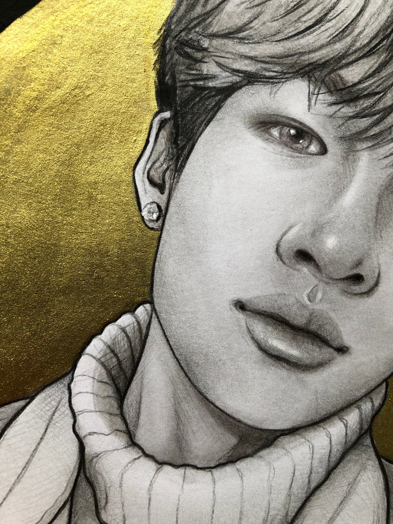 Bang Chan - Original Drawing - A5 - Stray Kids Fan Art - Gold - Sketch ...