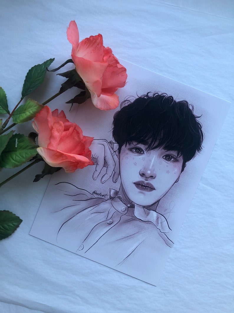Seonghwa ATEEZ A5/A4 print 에이티즈 fanart drawing | Etsy