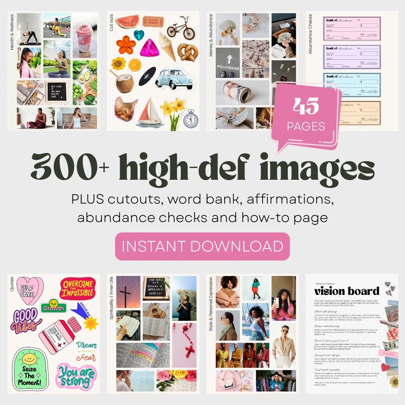 2026 Vision Board Kit Druckbare Mood Board Collage Scrapbook Bilder ...
