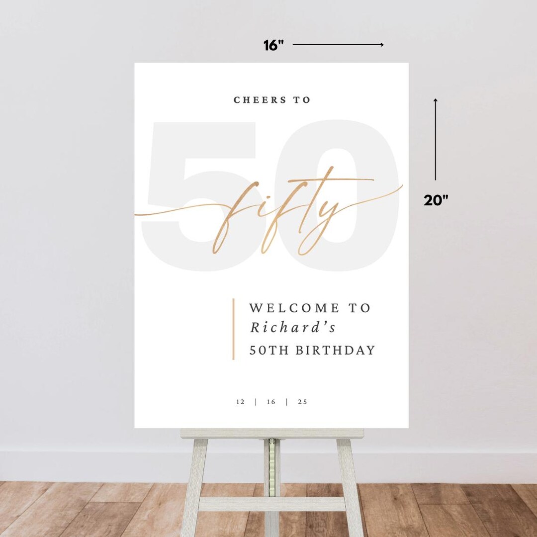 Cheers to Fifty Years Welcome Sign 50th Birthday Party Decoration ...