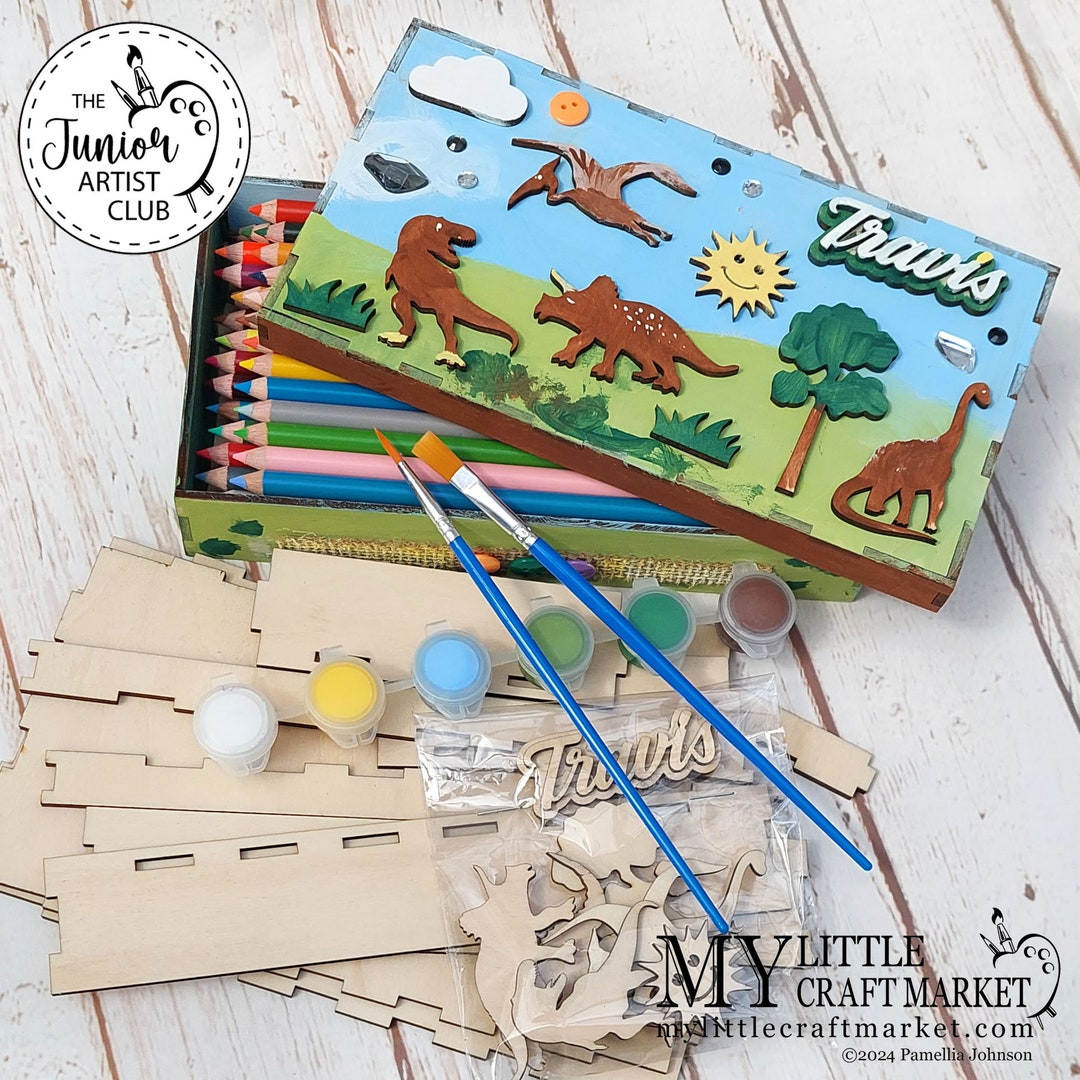Kid's Dinosaur Paint Box Personalized Crafts Kit. DIY Dinosaur Puzzle ...