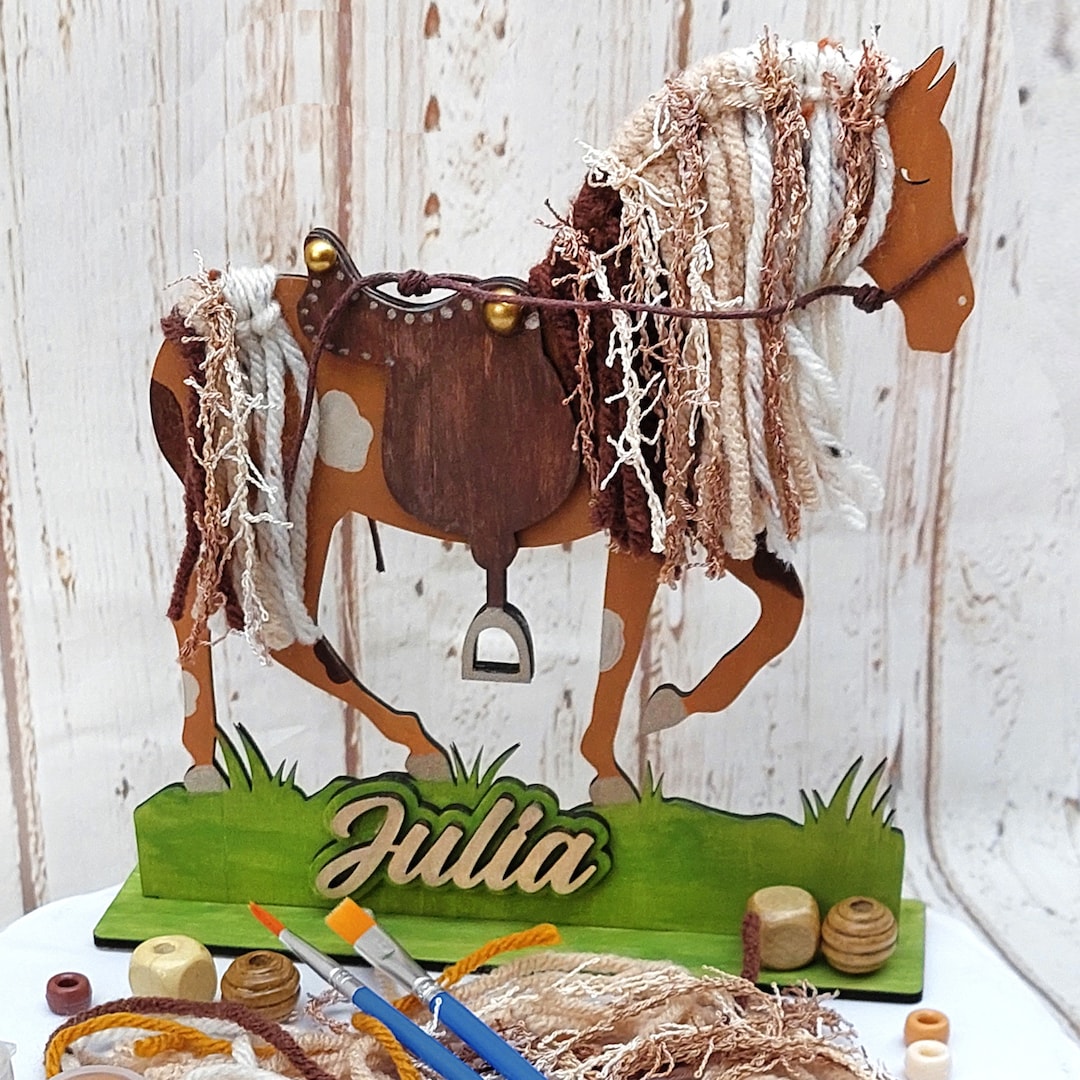 Kids Horse Craft Kit. DIY Personalized Pony Paint Yarn Kit. English ...