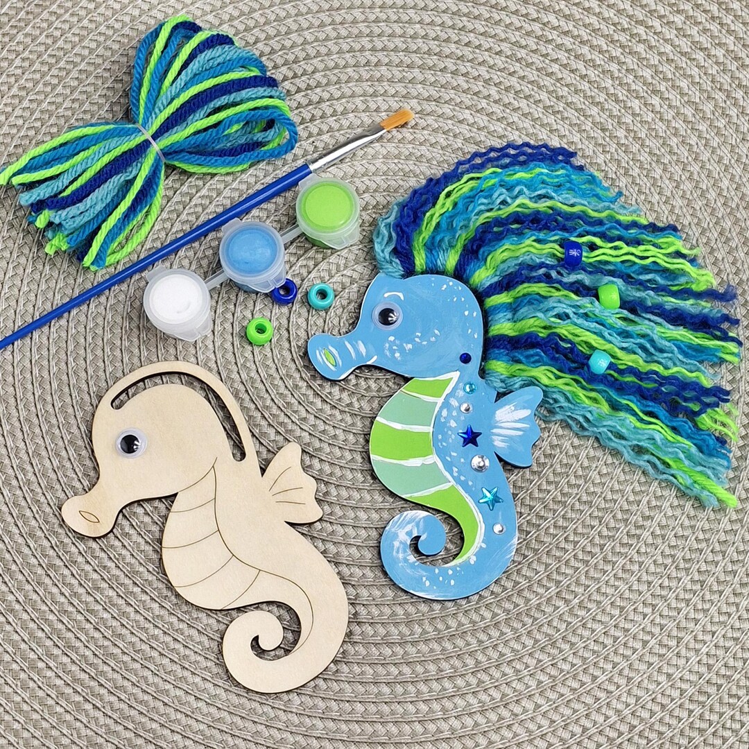 Seahorse Personalized Macrame DIY Paint Kit: Ocean Theme Party Favor ...