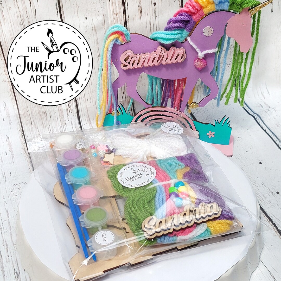 Personalized Kids Unicorn and Rainbow Arts and Crafts Kit. DIY Paint ...