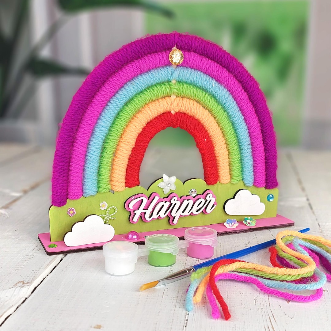 Rainbow Kids Crafts Kit. Personalized Macrame Activity, Sewing Project ...