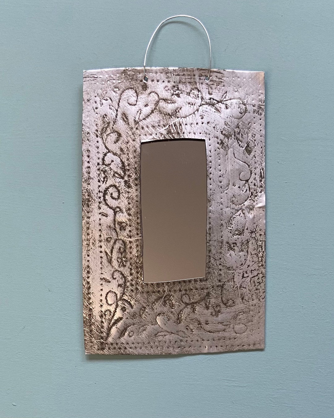 Little Oblong Mirror Made From Hand-stamped, Recycled Tin. - (please ...