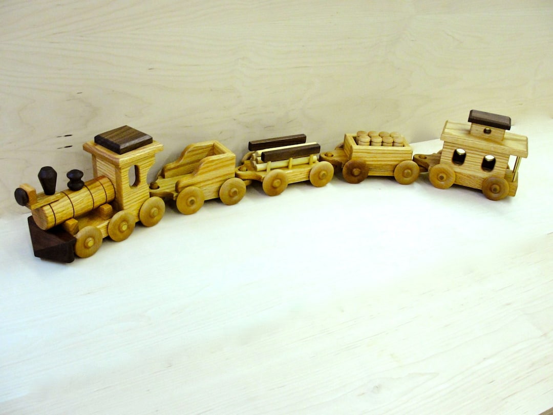 Wooden Train Set, 5 Cars, Handcrafted, Handmade Toy, Toy Train - Etsy