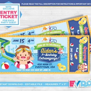 Pool Party.pool Invitation.water Party.pool Ticket.pool Birthday ...