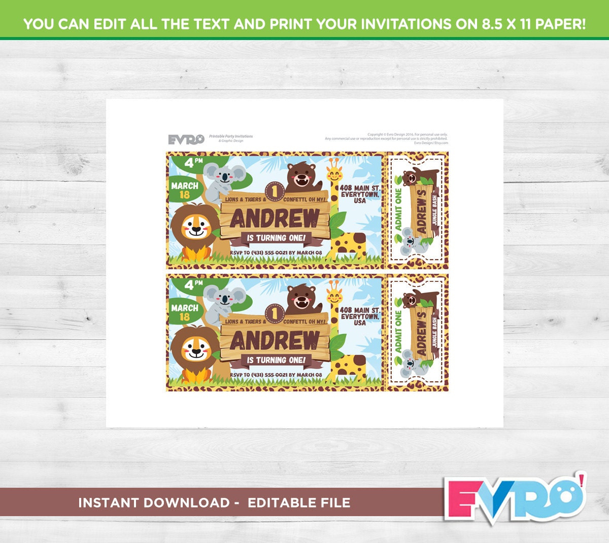 Jungle Safari Party. Safari Party.safari.printable Invitation.jungle ...