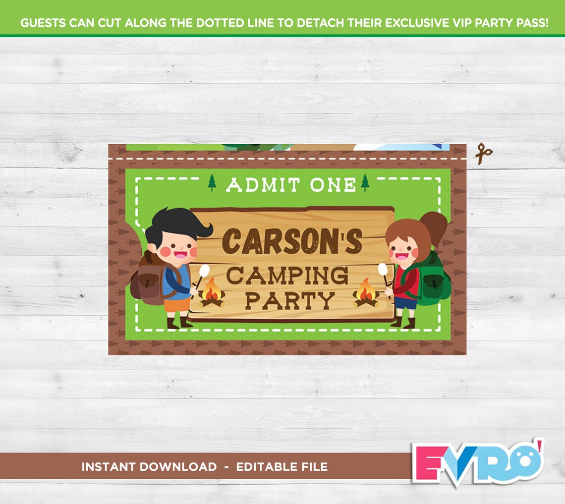Camping Invitation - Camping Birthday Invitation - Sleepover Birthday ...