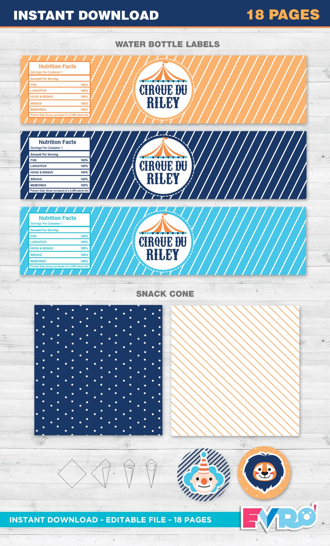 Circus Kit. Circus Party Kit. Circus Birthday. Printable Kit.editable ...