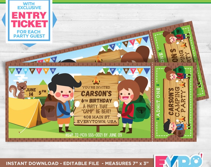 Camp Themed Birthday Invitation - Etsy