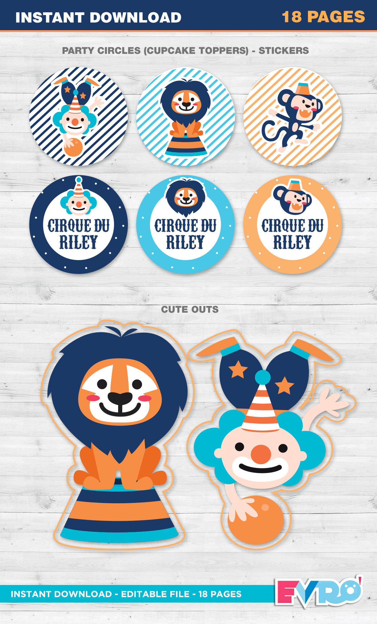 Circus Kit. Circus Party Kit. Circus Birthday. Printable Kit.editable ...