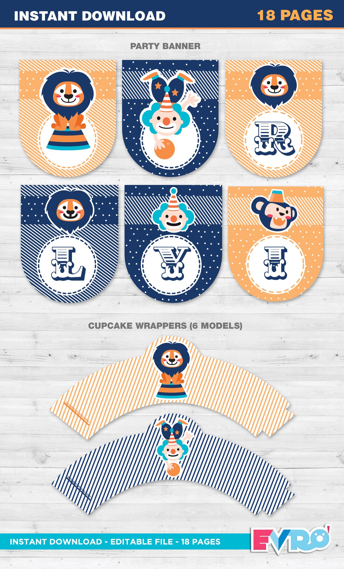 Circus Kit. Circus Party Kit. Circus Birthday. Printable Kit.editable ...