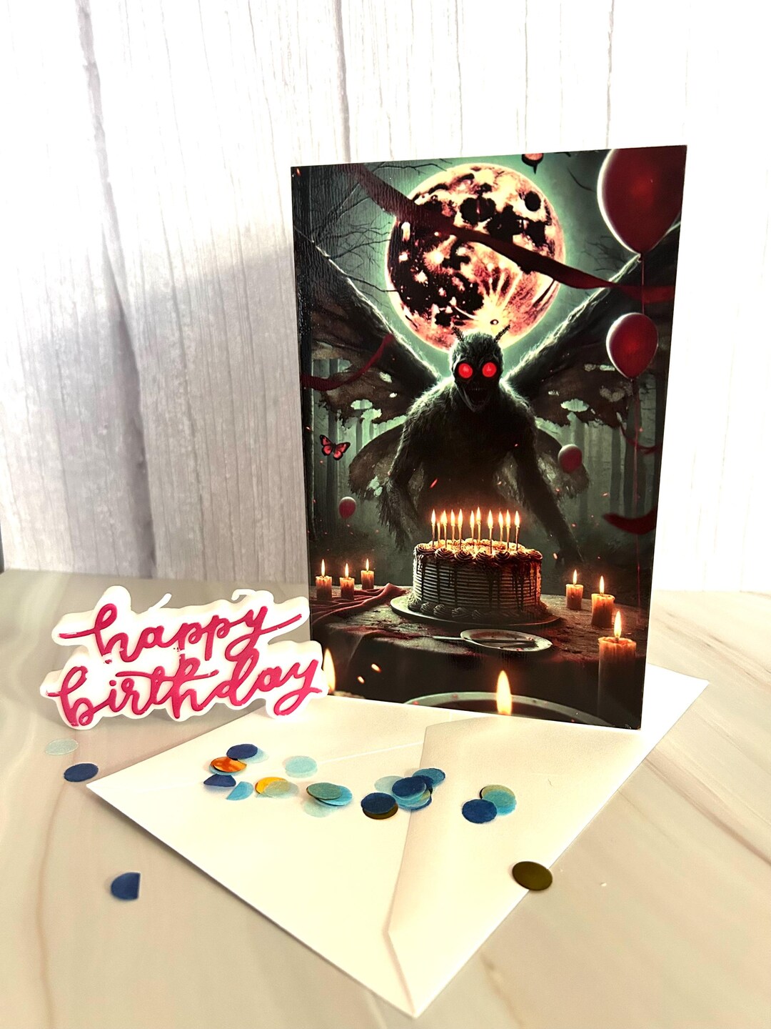 Mothman Birthday Card, Birthday Card for Mothman Fans, Cryptid Birthday ...