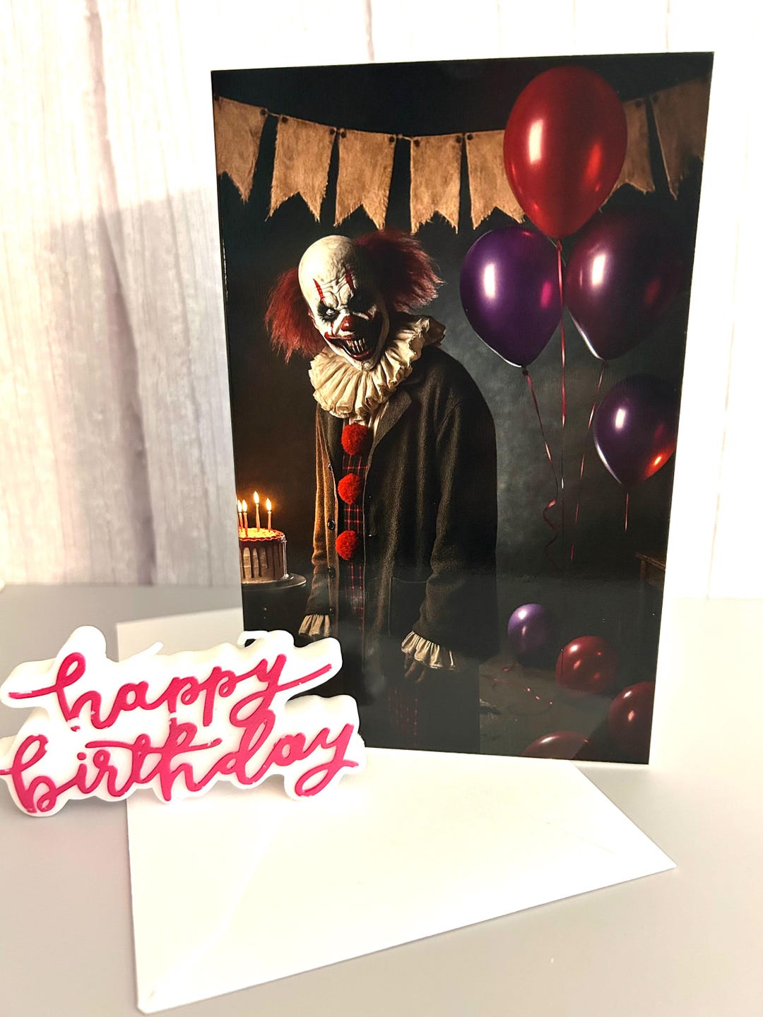 Creepy Clown Birthday Card, Horror Birthday Greeting, Scary Clown Party ...