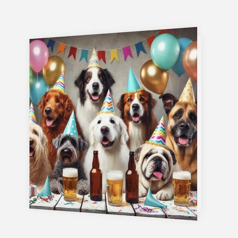 Dog Balloon Birthday Card - Etsy