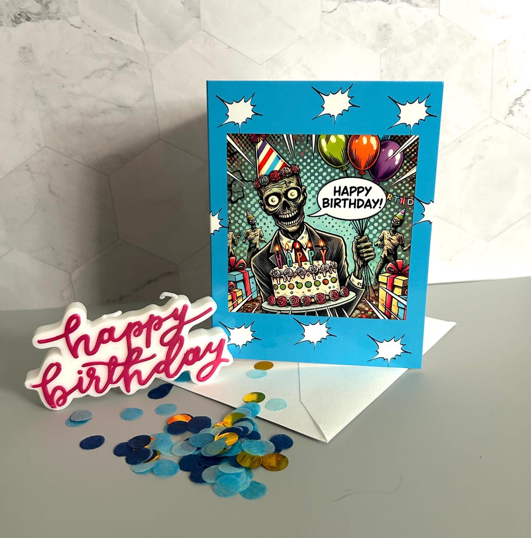 Zombie Birthday Card: Comic Book Style, Monster Theme - Etsy