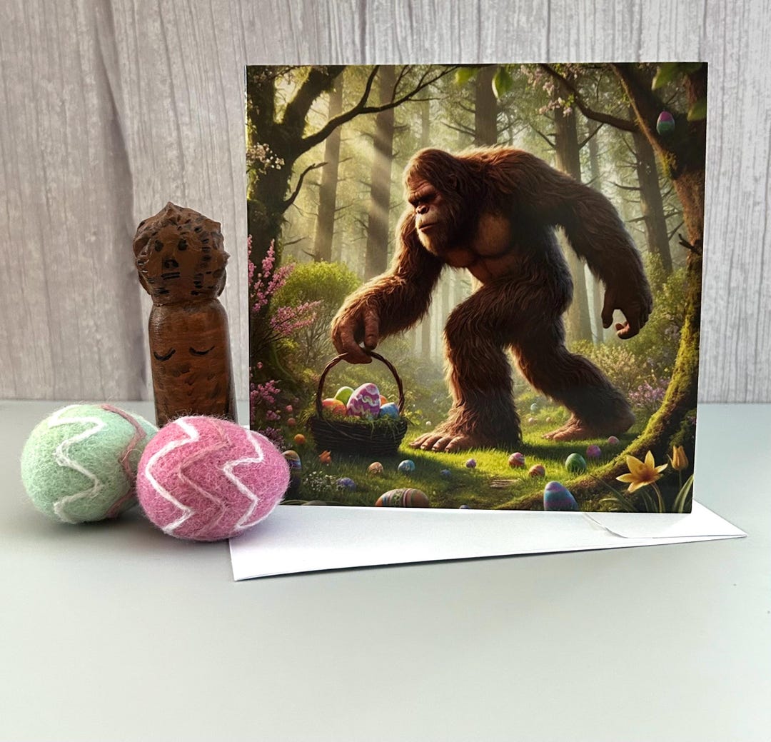 Bigfoot Easter Card, Bigfoot Easter Egg Hunt, Easter Card for Bigfoot ...