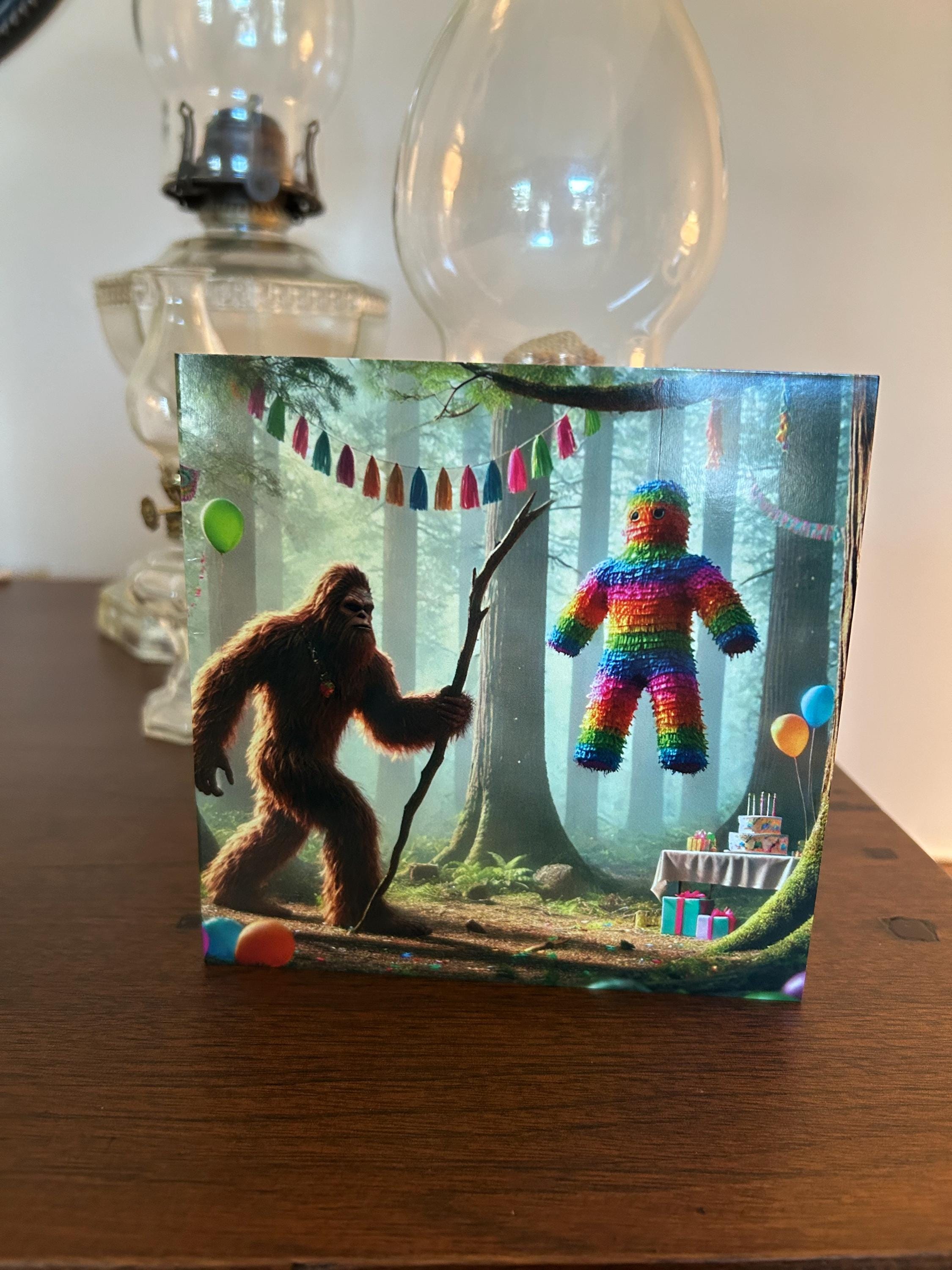 Bigfoot Piñata Birthday Card: Sasquatch Greetings - Etsy