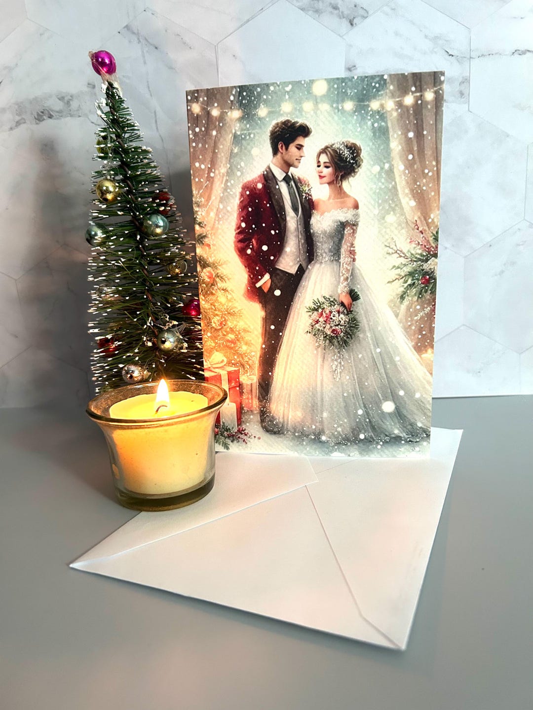 Christmas Wedding Wishes Card, Christmas Wedding, Holiday Wedding Card ...