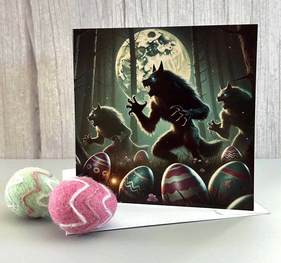 Easter Werewolf Card, Dark Easter Card, Easter Card for Werewolf Fans ...