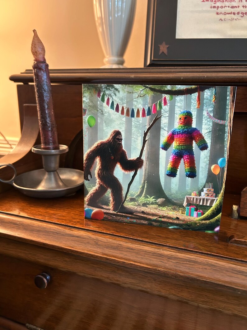 Bigfoot Piñata Birthday Card: Sasquatch Greetings - Etsy