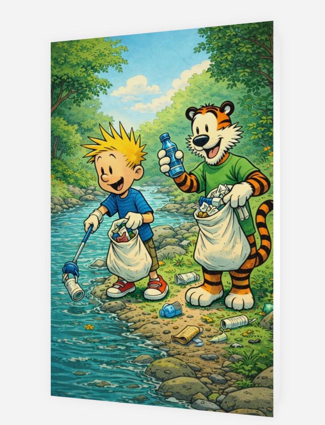 Comic Strip Duo Earth Day Card – Kids Cleaning Nature Card – Eco ...