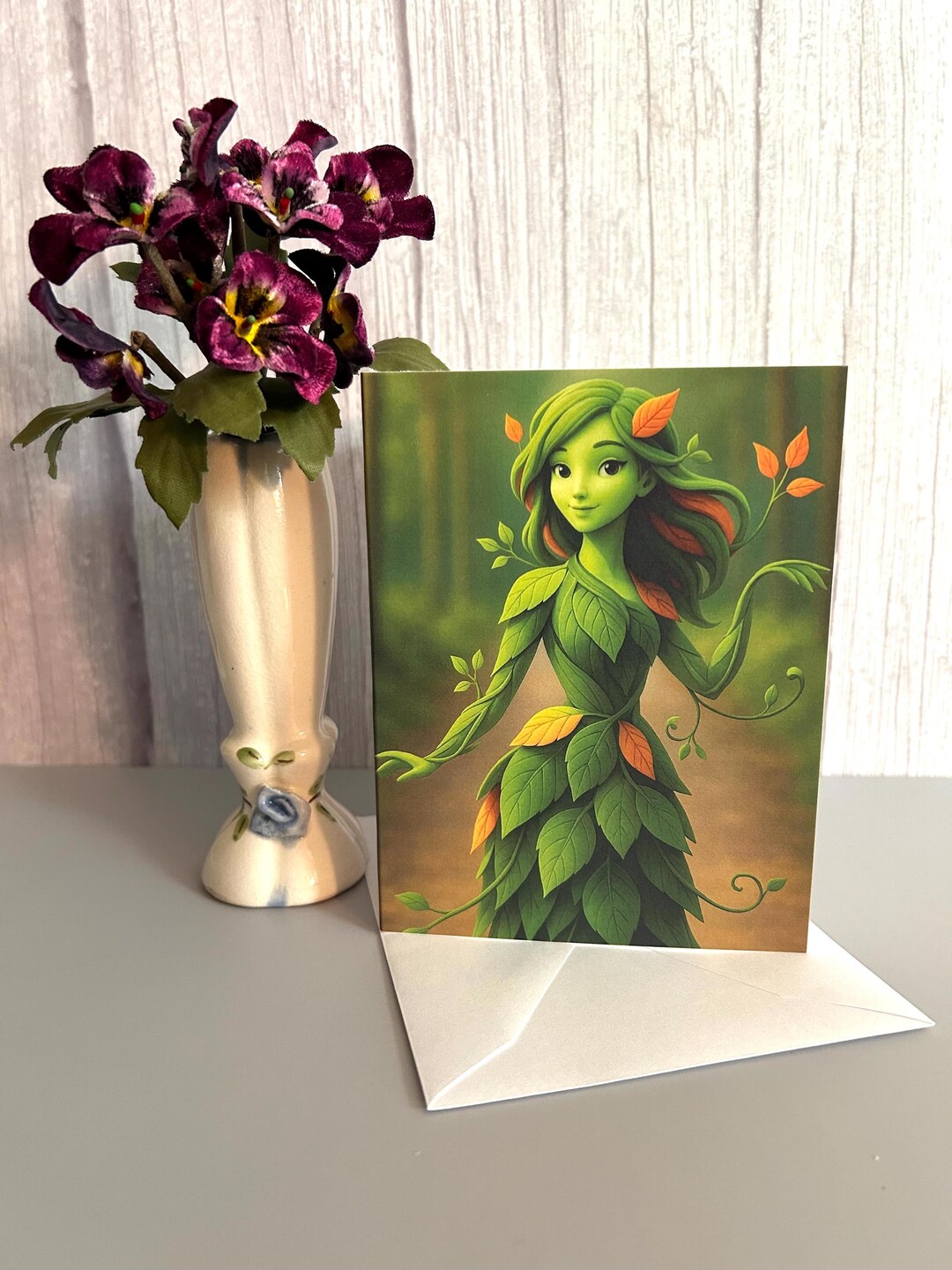 Wood Sprite Note Card, Wood Fairy Note Card, Forest Girl Note Card, Note Card for Nature Lovers ...