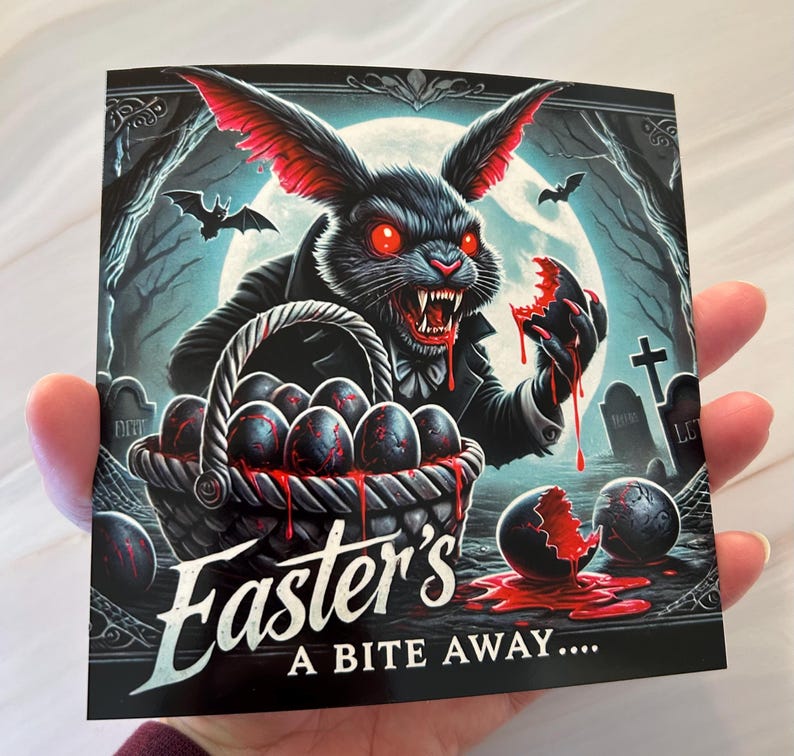 Vampire Easter Bunny Card, Gothic Horror Easter, Bunnicula - Etsy