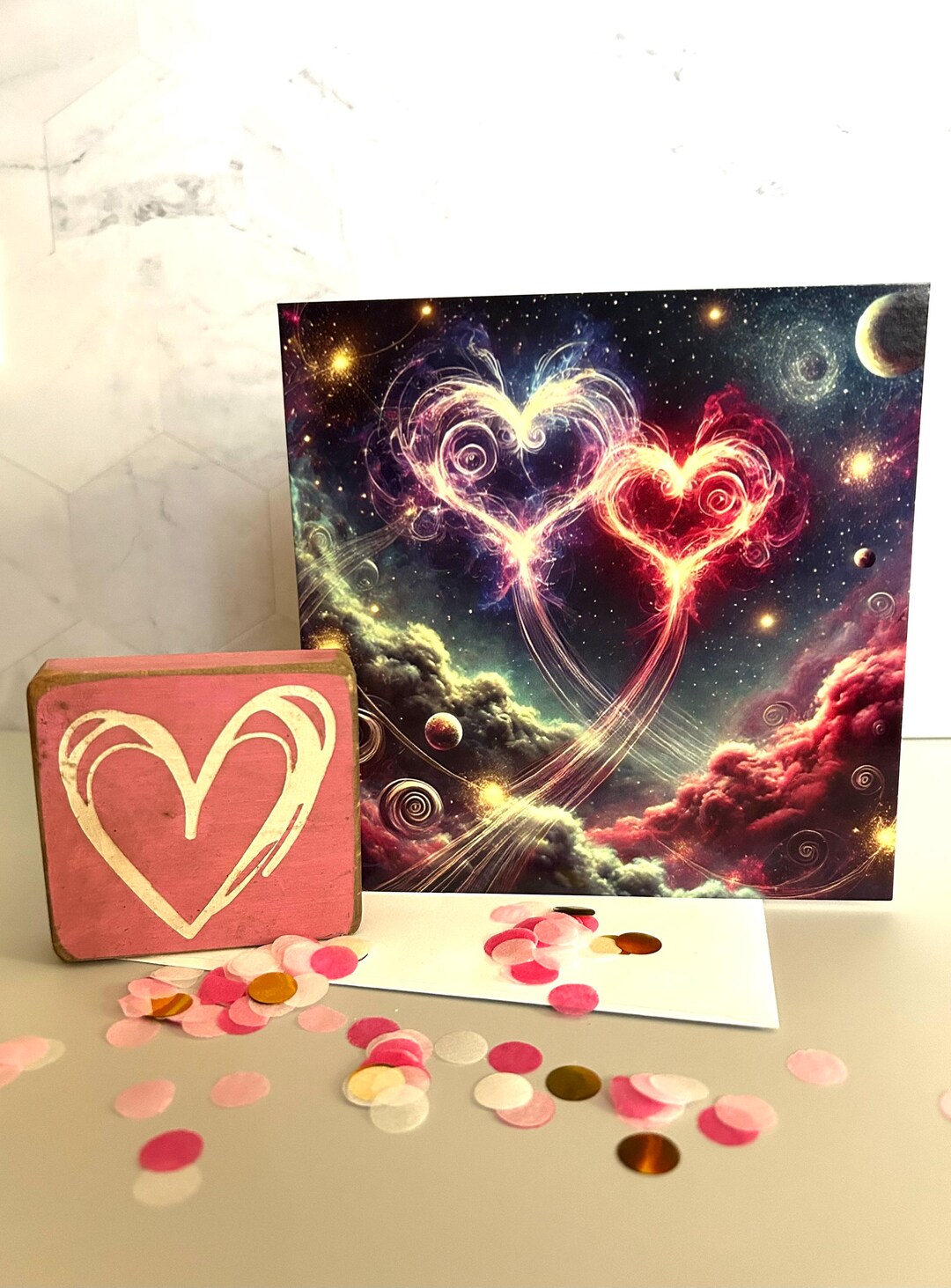Cosmic Hearts Valentine Card, Space Valentine Card, Universe Love Card ...