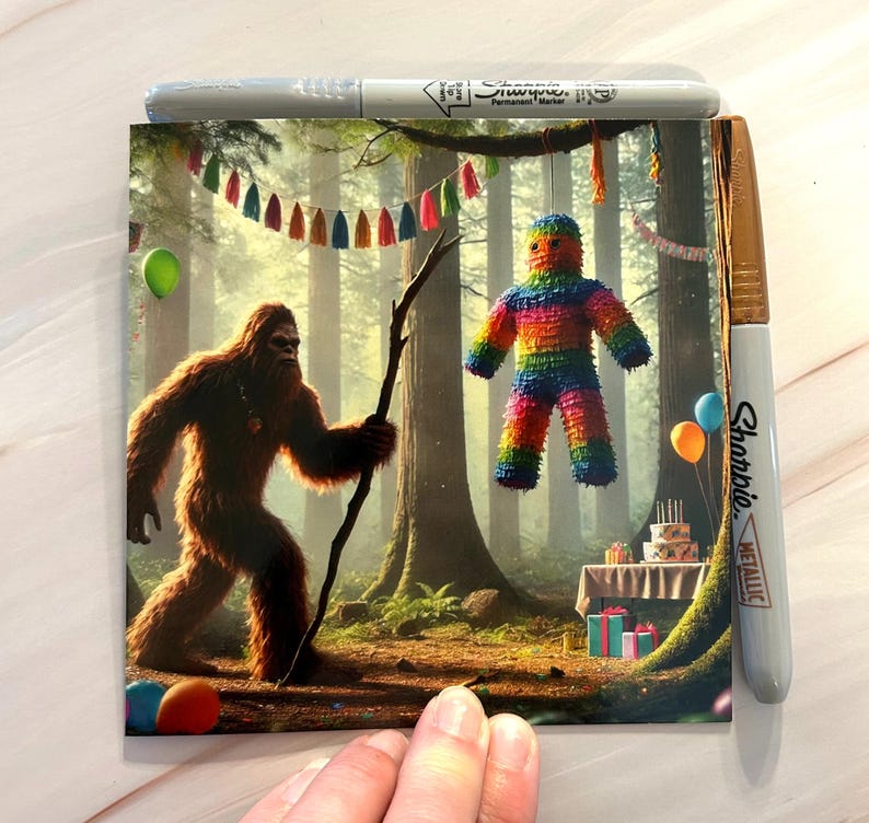 Bigfoot Piñata Birthday Card: Sasquatch Greetings - Etsy