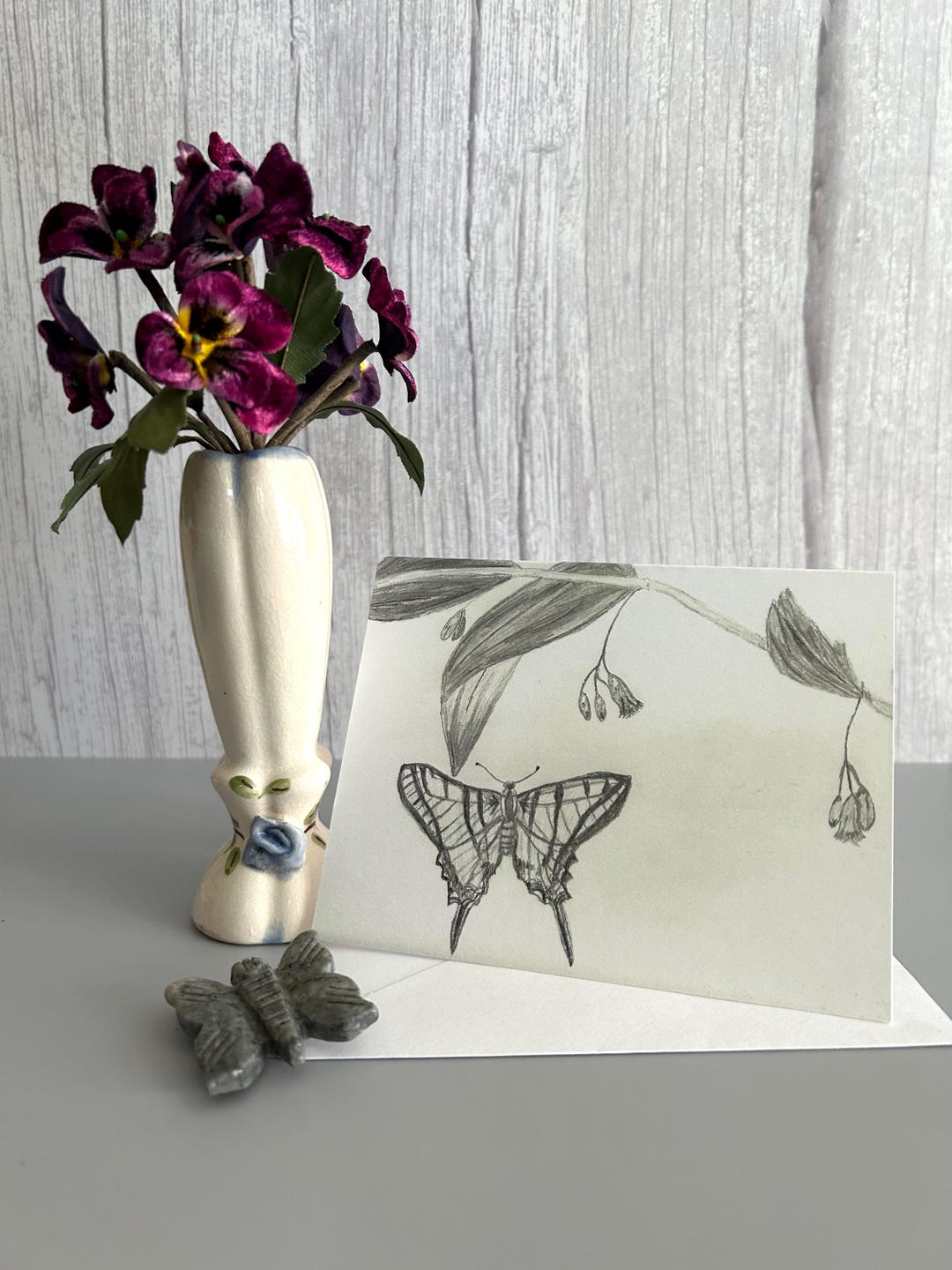 Pencil Drawing of Butterfly and Leaf – Delicate Nature Art, Butterfly ...