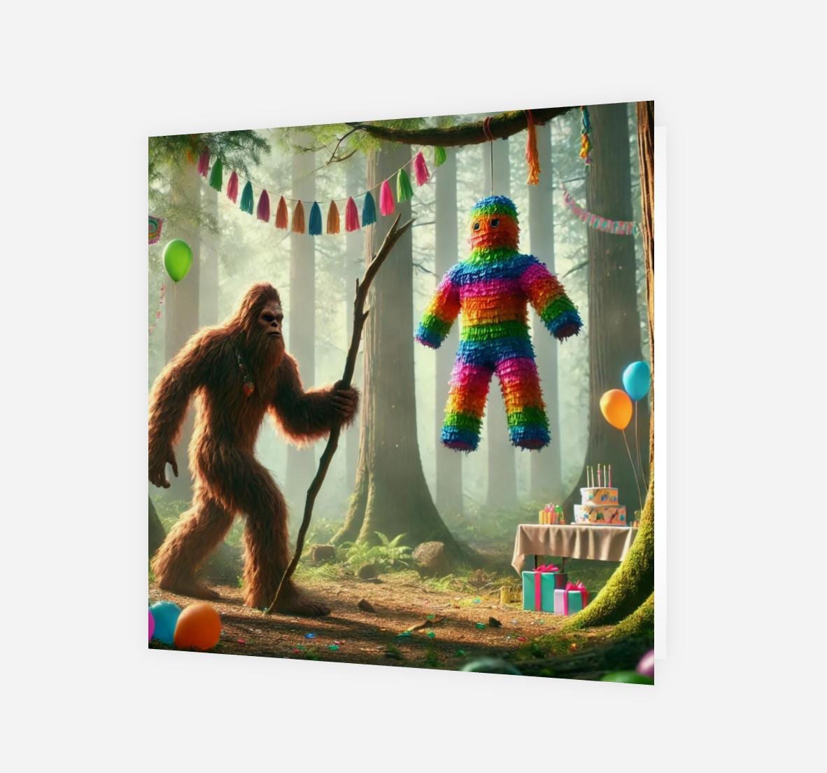 Bigfoot Piñata Birthday Card: Sasquatch Greetings - Etsy