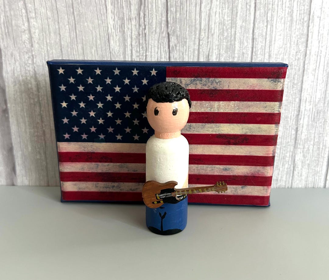 Bruce Springsteen Inspired Peg Doll, Born in the USA Art, Gift for ...