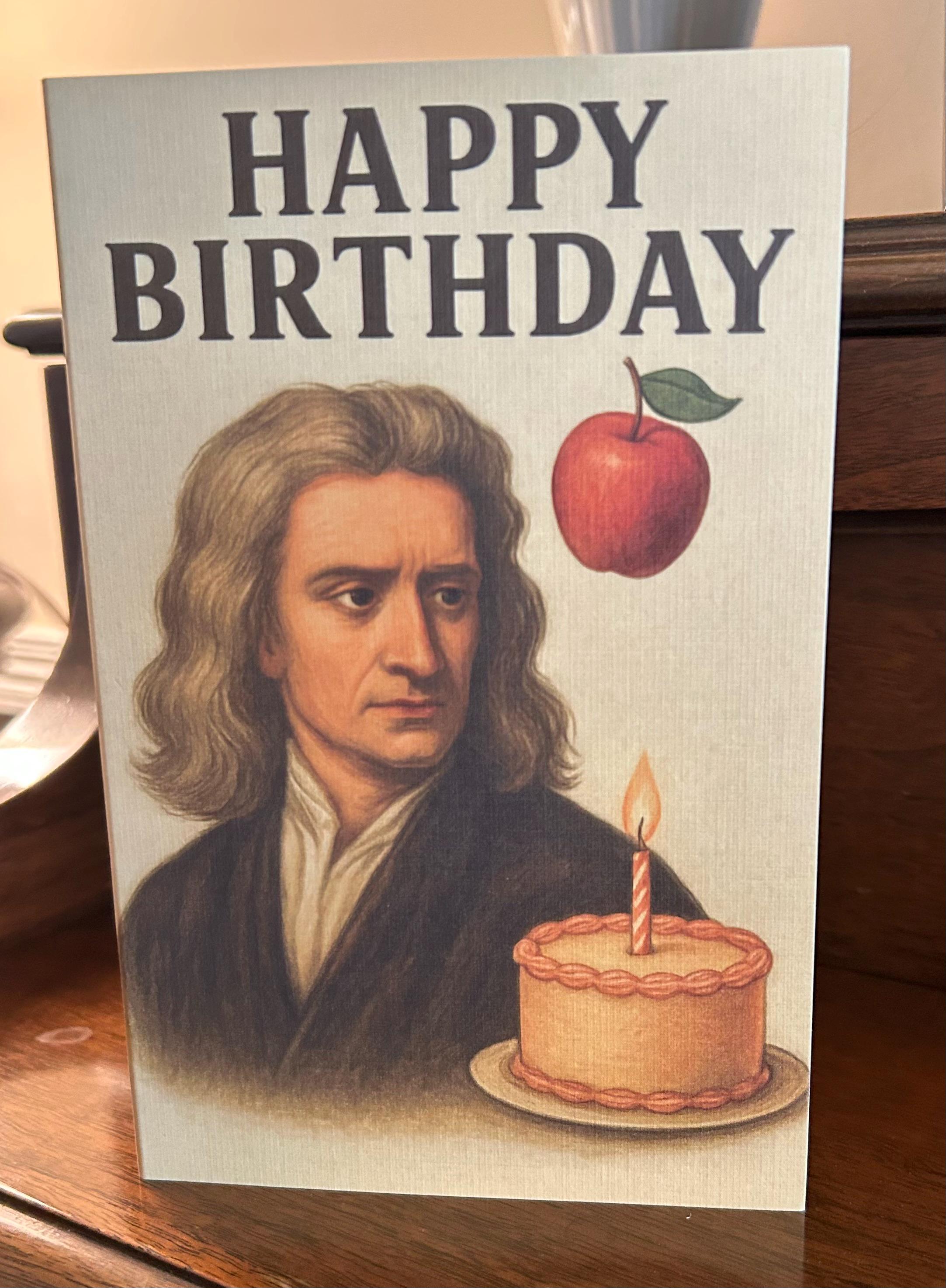 Isaac Newton Birthday Card: Physicist, Scientist, Gravity Theme - Etsy