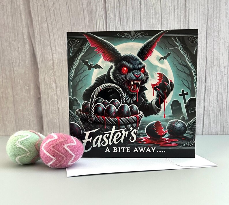 Vampire Easter Bunny Card, Gothic Horror Easter, Bunnicula - Etsy