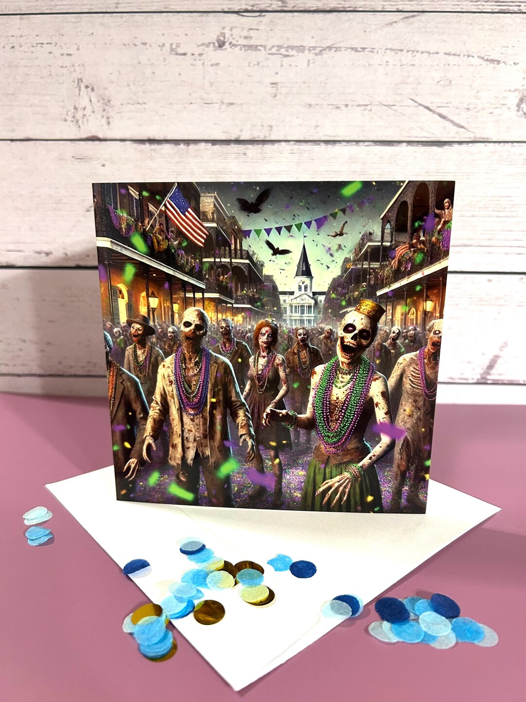 Zombie Mardi Gras Card, Mardi Gras Zombie Card,new Orleans Party Zombie ...