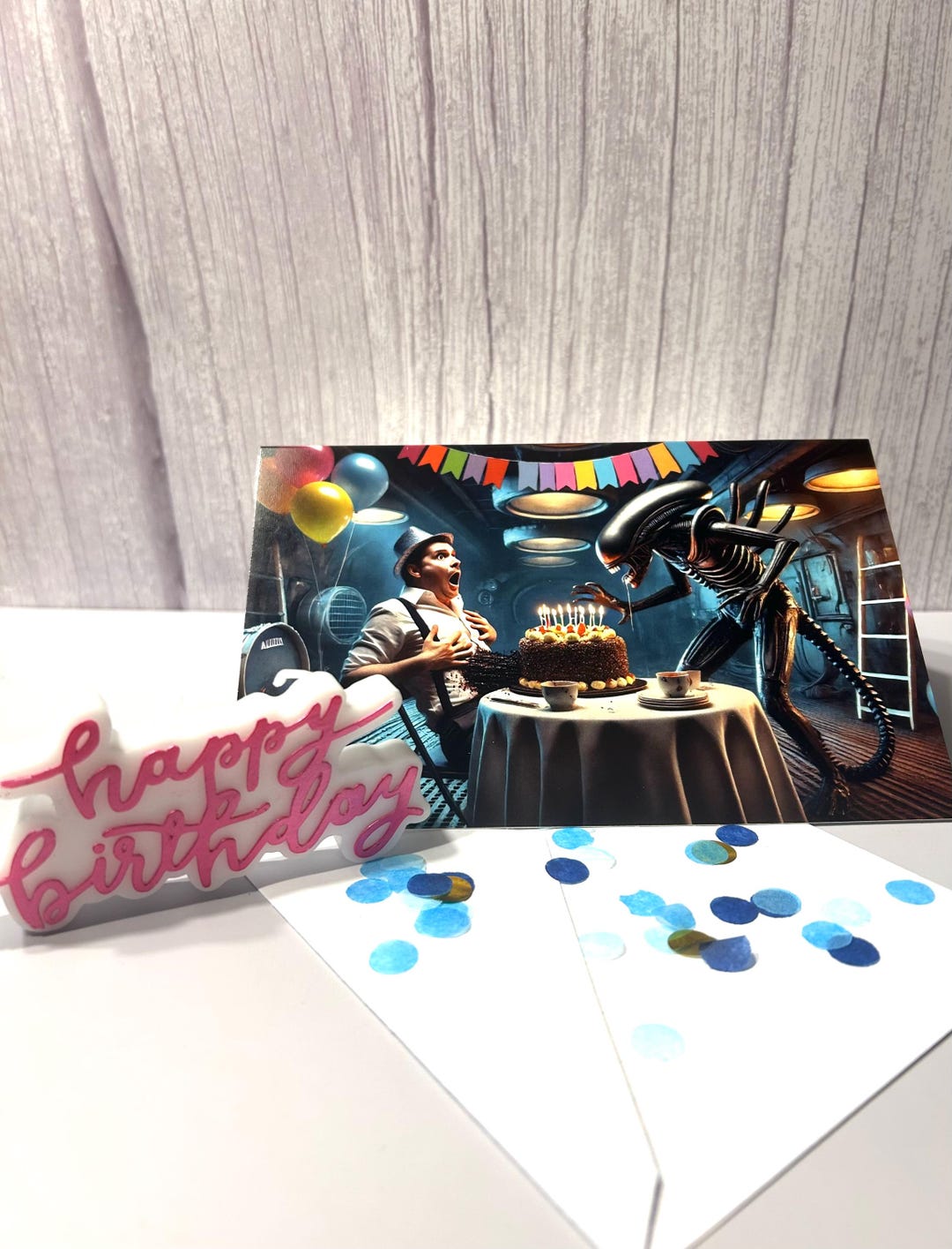 Sci-fi Alien Birthday Card: Extraterrestrial Creature Design - Etsy