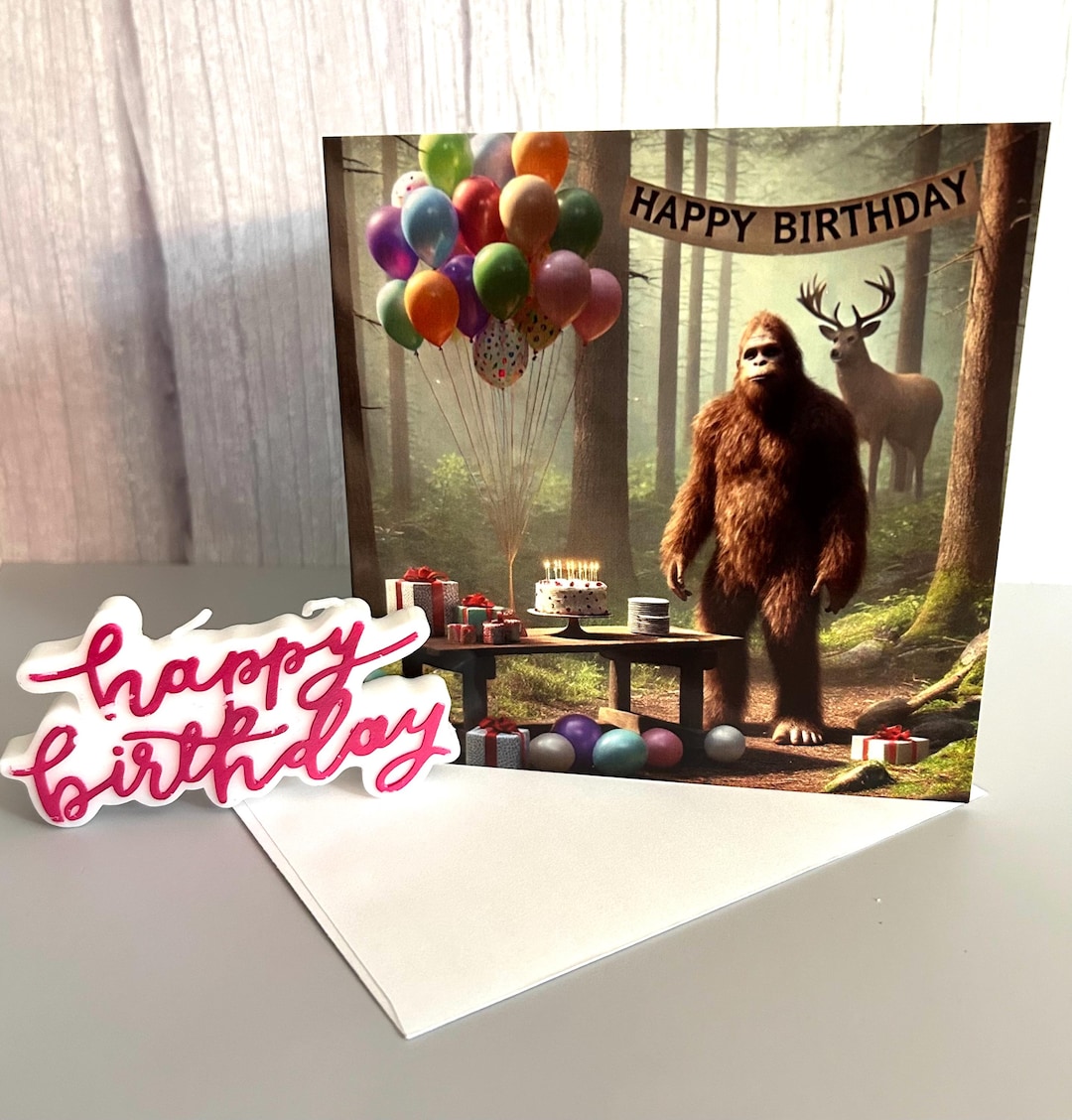 Bigfoot Birthday Card, Bigfoot Birthday in the Woods, Sasquatch ...