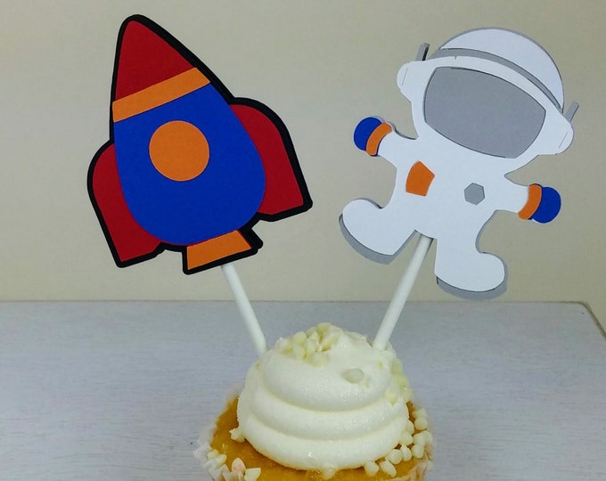Space Cupcake Topper, Astronaut Cupcake Topper, Rocket Cupcake Topper ...