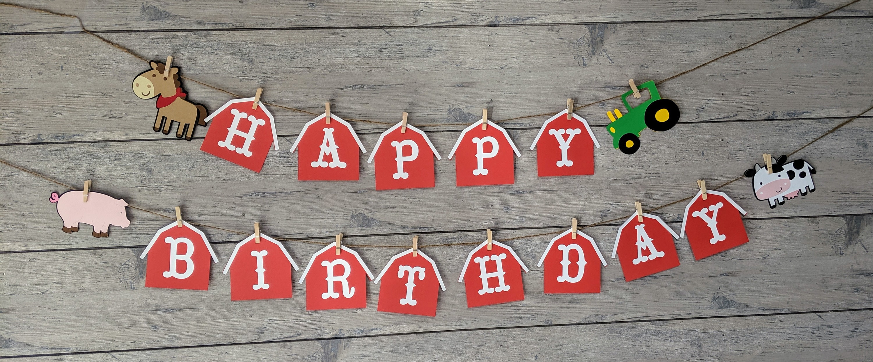 Farm Happy Birthday Banner Farm Banner Happy Birthday | Etsy