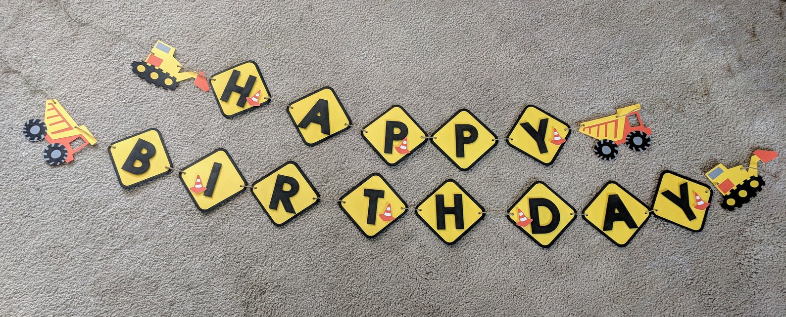 Construction Happy Birthday Banner, Construction Banner, Construction ...