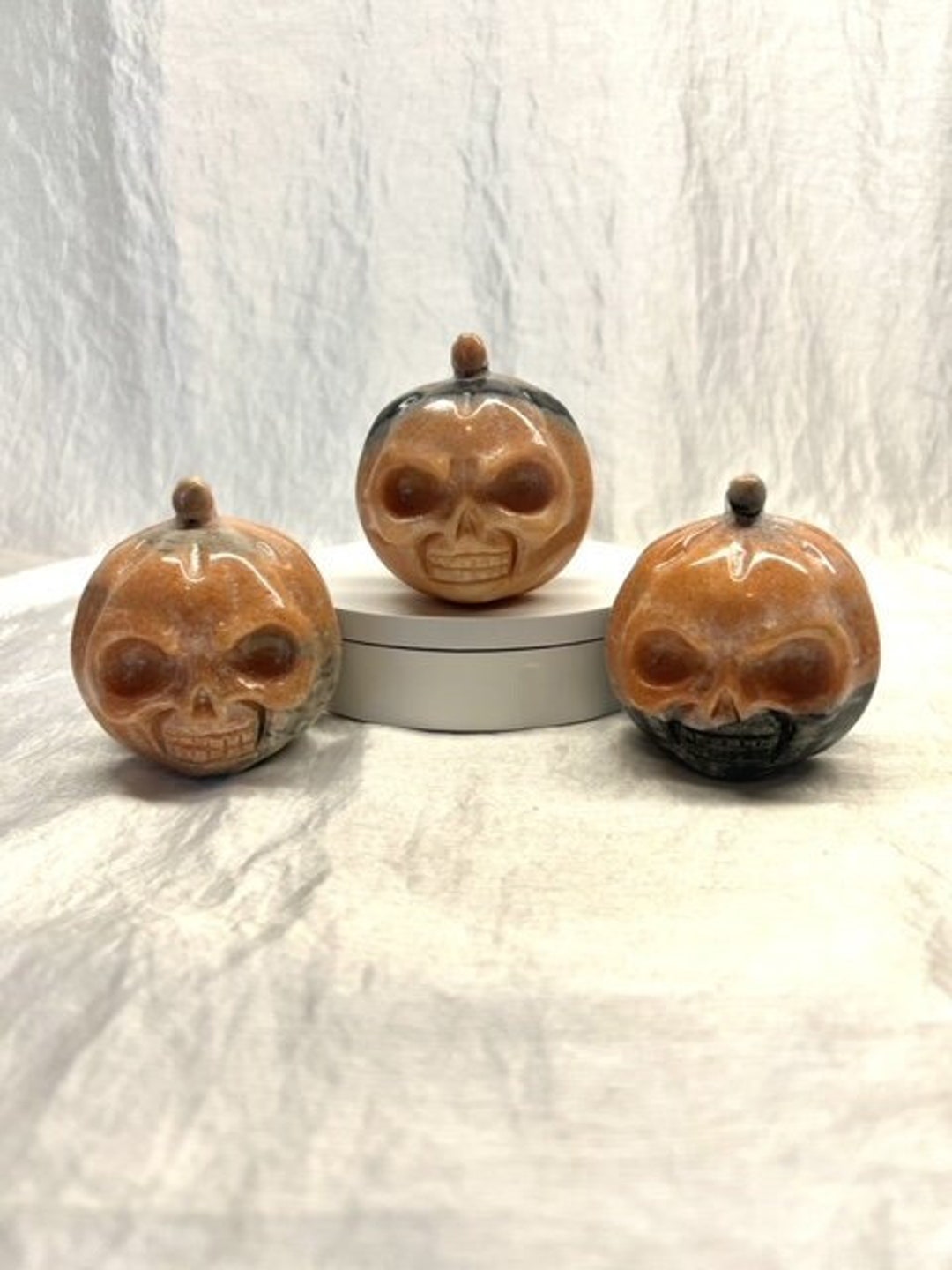 Orange and Black Jade Pumpkin/skeleton Face Pumpkin - Etsy