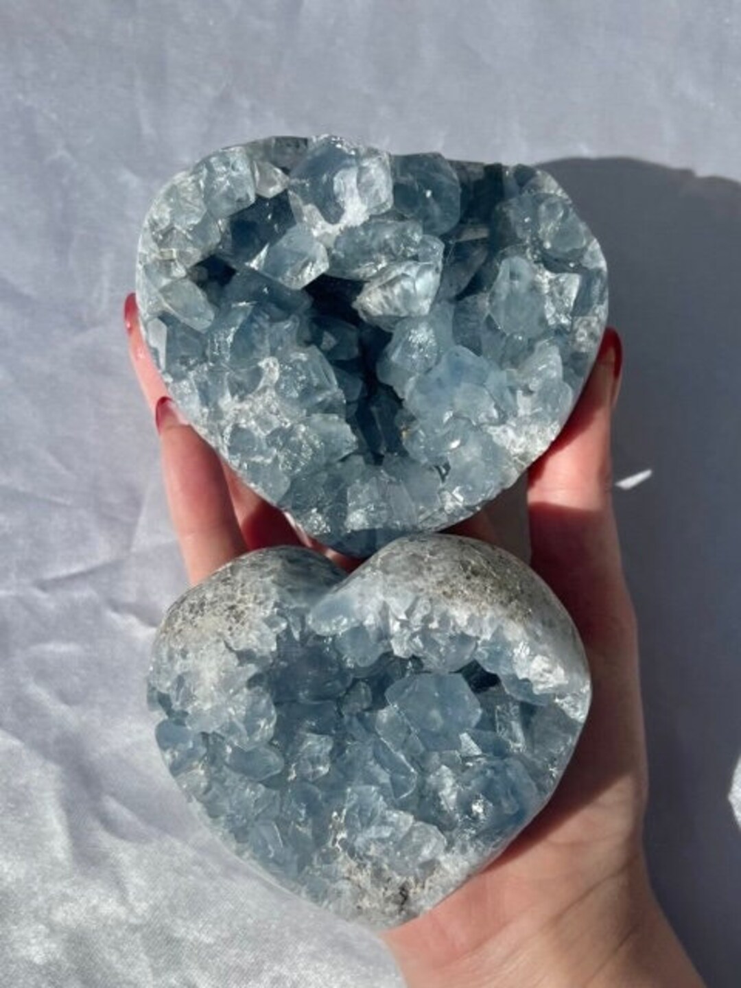 Celestite Heart With Stand - Etsy
