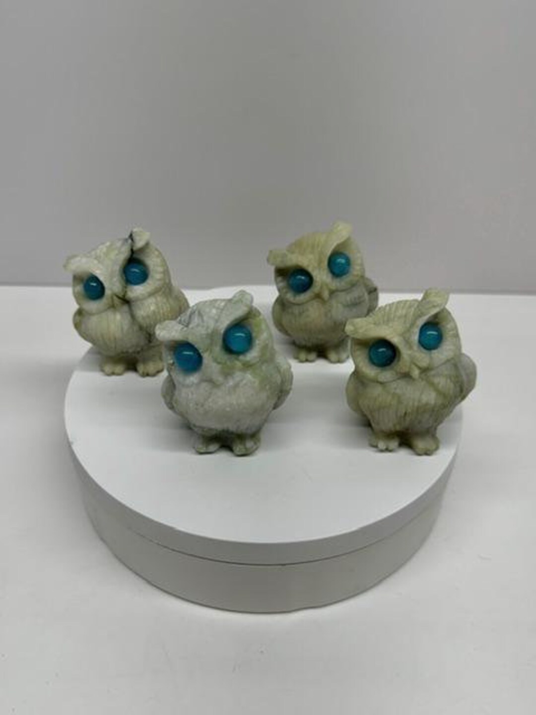 Lemon Jade Owl With Blue Cats Eye Eyes - Etsy
