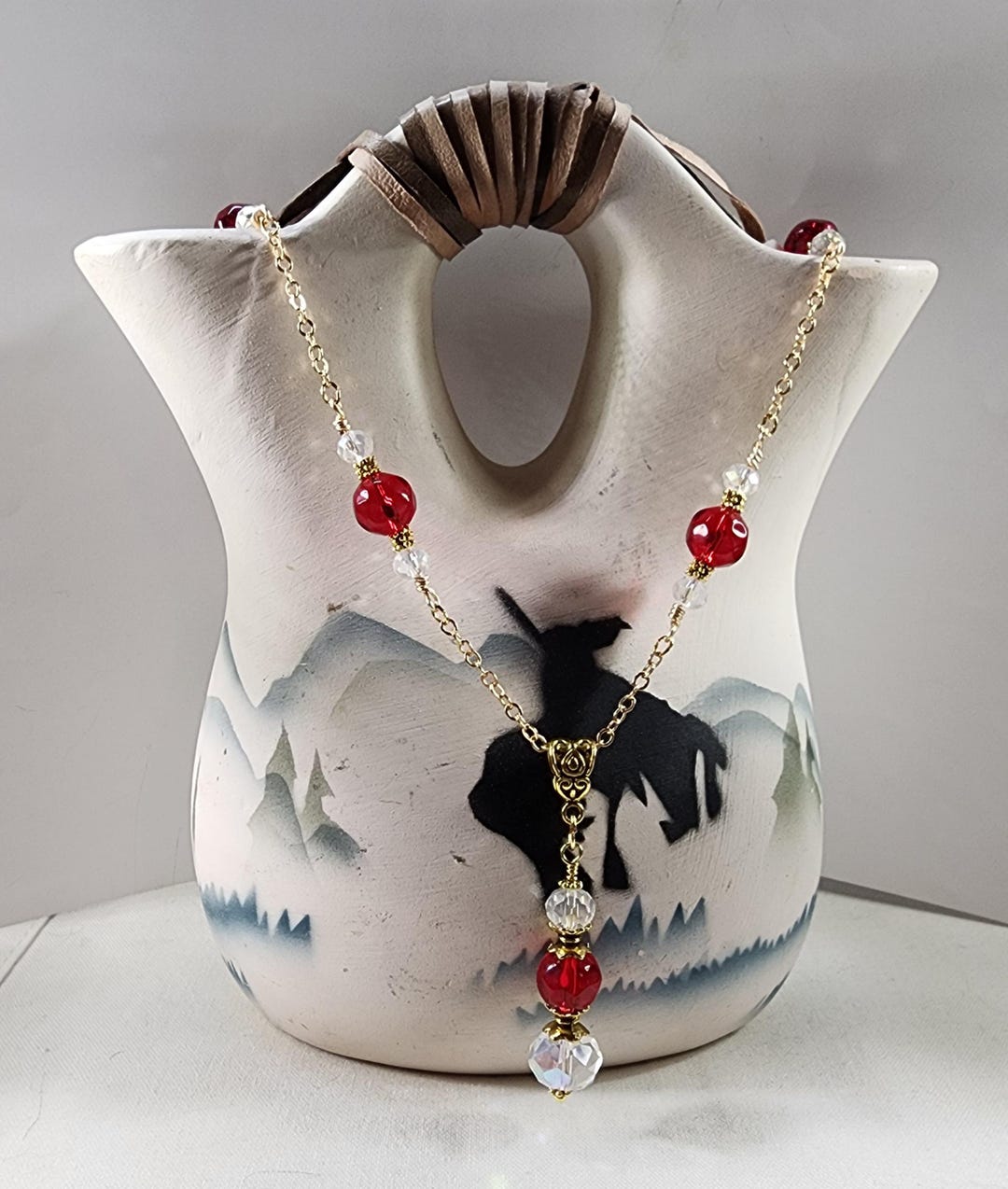 Red Glass and Crystal Pendant Necklace Kit - Etsy