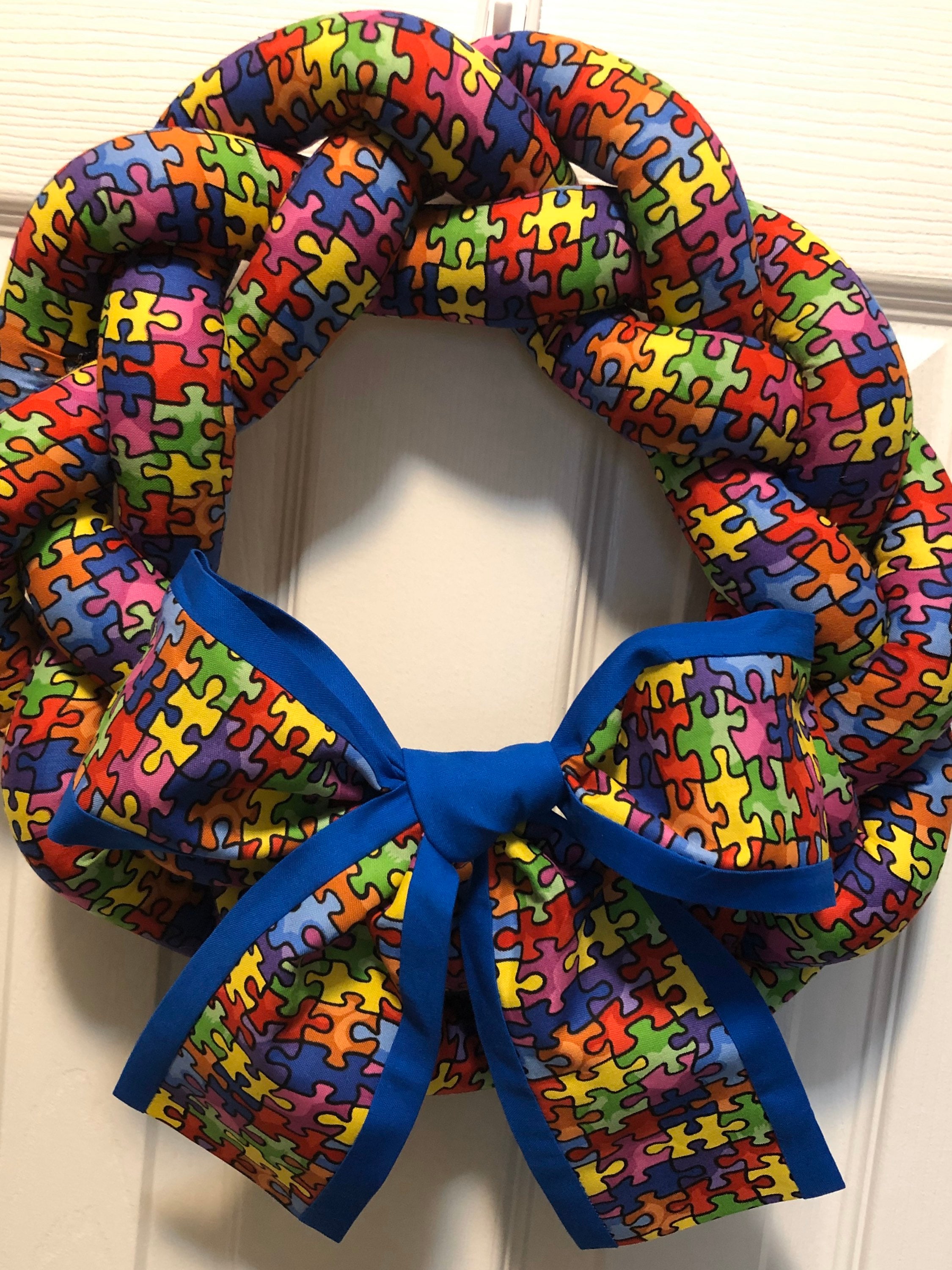 Autism Wreath - Puzzle Pieces Wreath - Home Decor - Door Decorations ...