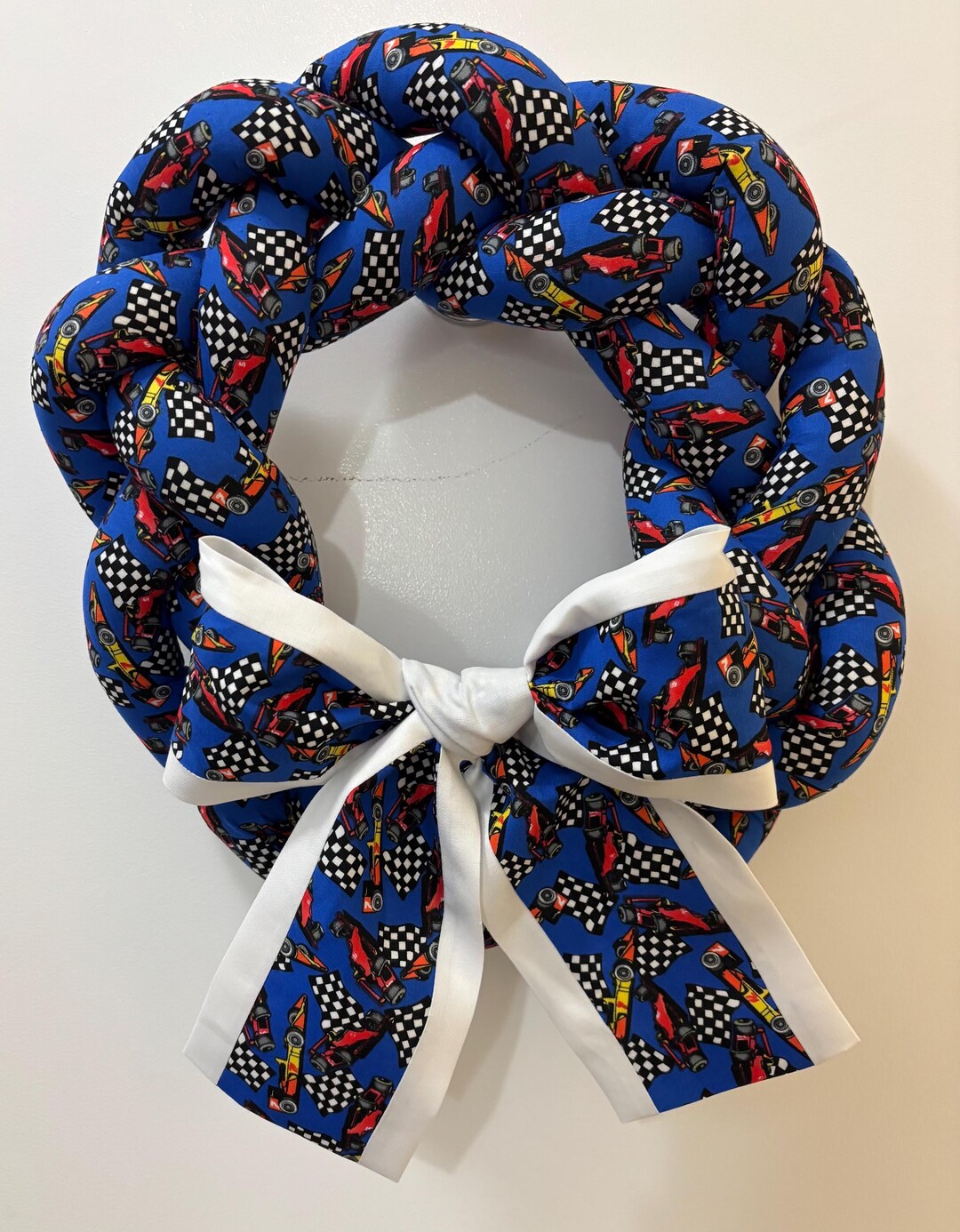 Race Car Wreath - Car Racing Wreath - Racecars - Checkered Flag Wreath ...