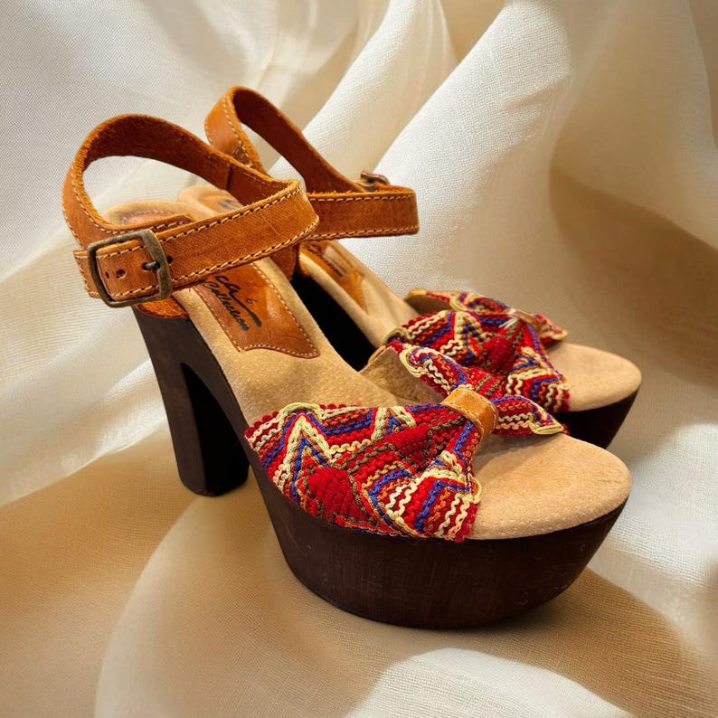 70s Style Colorful Platform Clog Heels - Etsy